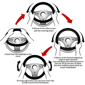 MSMINT Leather Steering Wheel Cover for Dodge Journey
