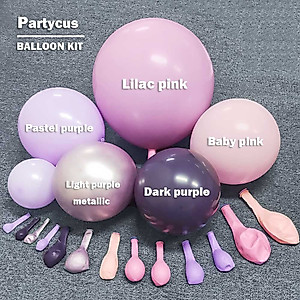 Purple Pink Balloon Garland Kit Double Stuffed Lavender Light Pink Pastel Balloon Arch with Dark Purple Lilac Metallic Latex Balloons for Baby Shower Birthday Bridal Wedding Princess Party Decoration
