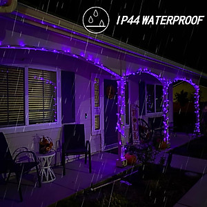 FUNPENY Halloween Clear Mini String Lights, Total 32FT 100LED Battery Operated Waterproof Fairy Lights with 8 Lighting Modes, Halloween Decorations for Indoor Outdoor Garden Party(Purple,2 Pack)