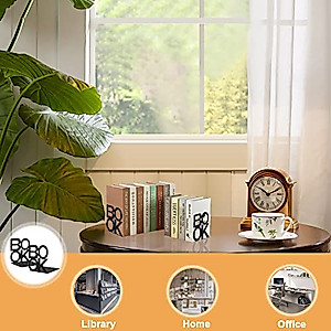 Metal Decor Bookends for Shelves, Cute Book Stopper Ends for Bookshelf Bookcase Holder Organizer for Kids Adult, Spiral Sketchbook, Scrapbook, CD DVD in Home Office Library(4 Pack)