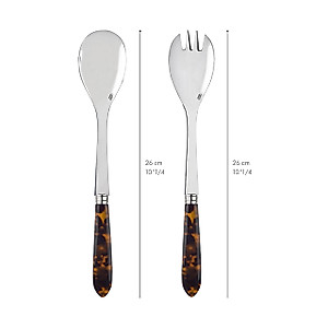 SABRE PARIS - 2-Piece Salad Servers 10.2 inches - Tortue Collection - Stainless Steel & Acrylic - Dishwasher Safe - Scaled Effect