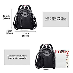 ALTOSY Fashion Genuine Leather Backpack Purse for Women Shoulder Bag Casual Daypack Medium (S9 Black New)