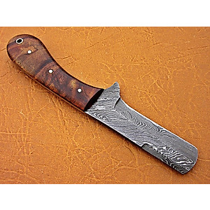 Black Smith Custom Knives DM-BC-01 Handmade Damascus Steel Bull Cutter Cowboy hunting castration and skinning knife, 8" Rose Wood Handle, Fixed Blade EDC Knife With Leather Sheath