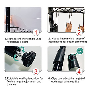 Craft & Art 5-Shelf Adjustable Wire Shelves, Metal Storage Shelves Utility Height Household Type Heavy Duty for Kitchen, Room, Bathroom and Garage,24”L×14”W×60”H, Black