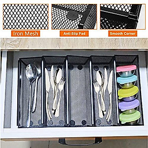 YuGtcen Silverware Organizer 6 Pcs, 8.7 Inch, Silverware Tray for Drawer for Kitchen Flatware & Utensil Storage, Mesh Drawer Dividers Cutlery Organizer in Drawer for Flatware, Spoon, Knife, Cosmetic