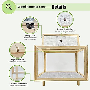 Large Hamster Cages - Wooden Hamster Mice and Rat Habitat with Ventilator Small Animal Cages for Rabbits, Guinea Pigs with Waterproof Bottom Plate