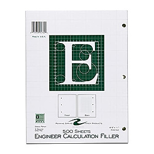 Roaring Spring Engineering Loose Leaf Filler Paper, 8.5"x11", 500 Sheets Per Pack, 15# Green Tinted Paper, Computation Paper, Proudly Made in The USA, Heavyweight Backer Board