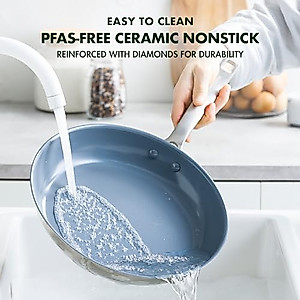 GreenPan Treviso Stainless Steel Healthy Ceramic Nonstick, 9.5" and 11" Frying Pan Skillet Set, PFAS-Free,Clad, Induction, Dishwasher Safe, Silver