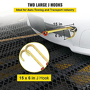 VEVOR J Hook Chain, 5/16 in x 10 ft Bridle Tow Chain, G80 Bridle Transport Chain, Alloy Steel Chain with 2 G70 J Hooks, 9260 Lbs Break Strength Tow Hooks for Trucks, J Hooks Towing Straps 2PCS