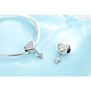 Cross Charm Fit Pandora Charms Bracelet Love Heart Christian Bible Verse Charms Prayer Faith Religious Jewelry Gifts for Women