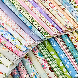 flic-flac Quilting Fabric Squares 100% Cotton Precut Quilt Sewing Floral Fabrics for Craft DIY (12 x 12 inches, 60pcs)