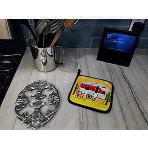 Caroline's Treasures BB5479PTHD Greatest Adventure Retro Camper Desert Pair of Pot Holders Kitchen Heat Resistant Pot Holders Sets Oven Hot Pads for Cooking Baking BBQ, 7 1/2 x 7 1/2