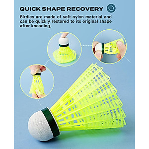 HIRALIY 24 Pack Nylon Badminton Shuttlecocks Birdies, Baseball/Softball Batting Training High Speed Badminton Balls with Stable & Durable, Ideal Hitting Practice for Youth Players Indoor and Outdoor