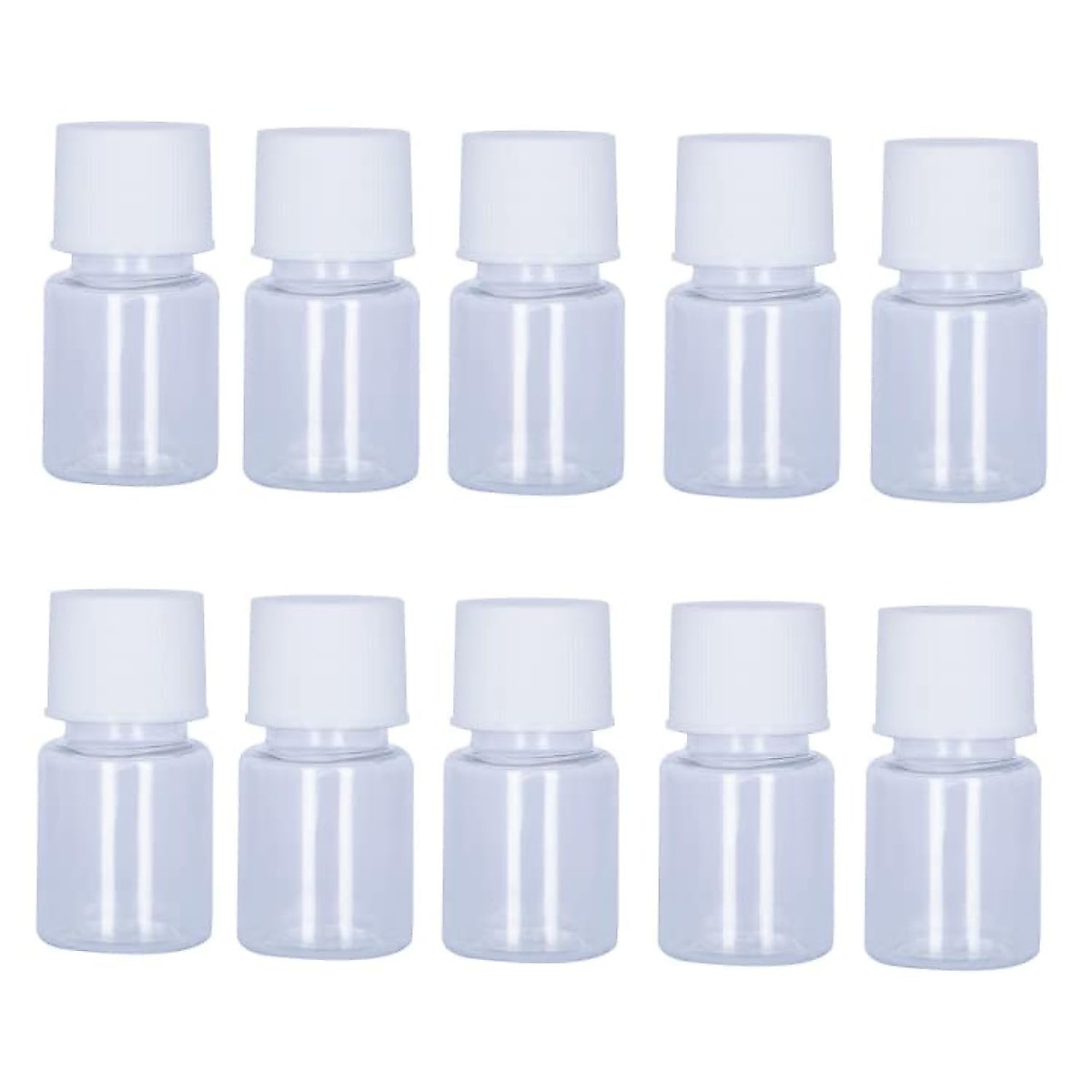 Duehut 10PCS 5ml Plastic Bottles Lab Cylindrical Chemical Reagent Bottle Lab Wide Mouth Small Plastic Water Bottles Reagent Bottle Liquid Bottle Solid Powder Bottle for Food Store White