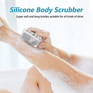 Exfoliating Silicone Body Scrubber, Hair Scalp Massager, 2 in 1 Bath and Shampoo Brush for Men, Women,Baby Sensitive Skin Care, Easy to Clean, Lather Nicely, More Hygienic 1 Pack (Gray)