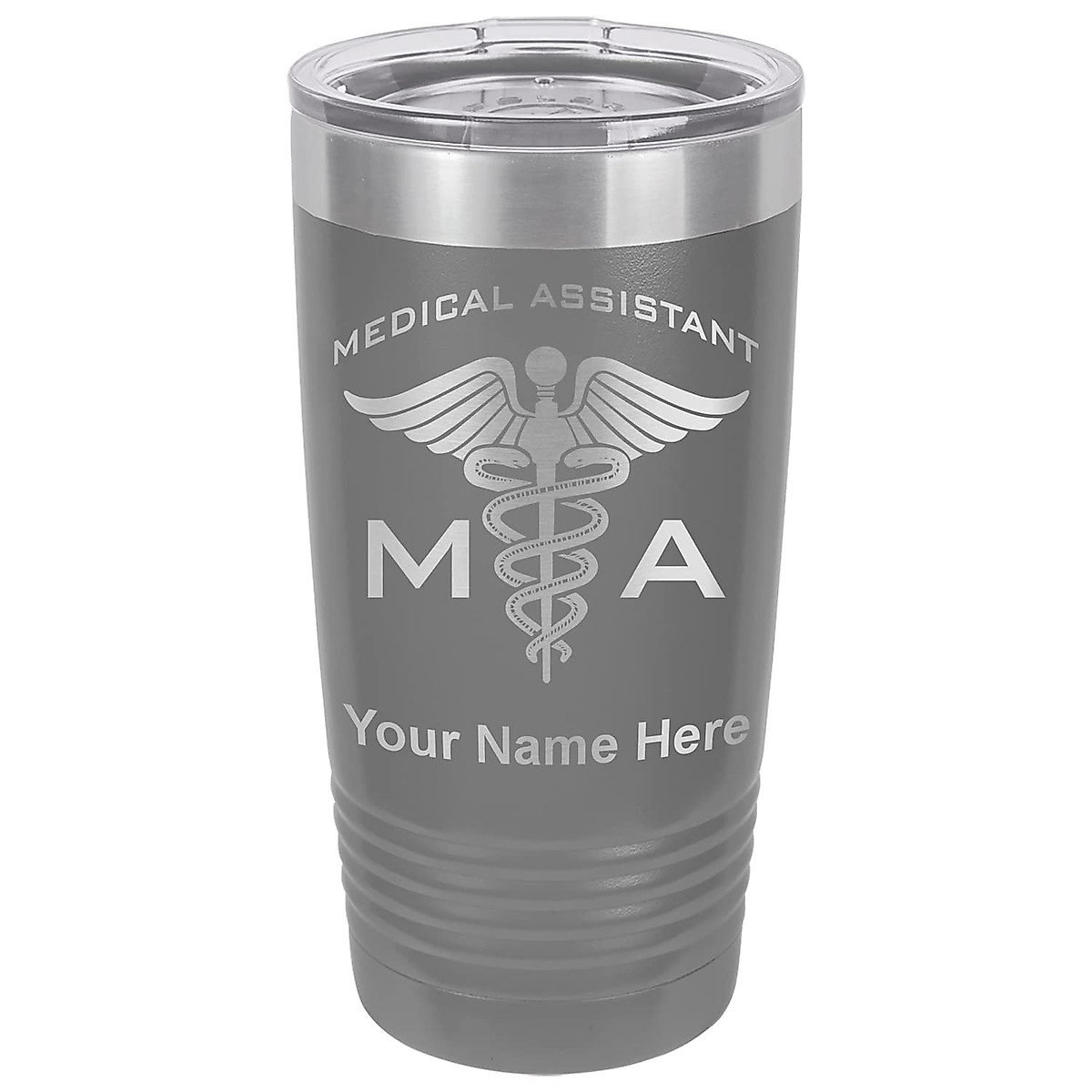 LaserGram 20oz Vacuum Insulated Tumbler Mug, MA Medical Assistant, Personalized Engraving Included (Gray)