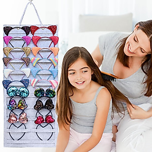 SMUK Hanging Headband Holder Organizer for Girls, Wall-mount Headband Storage Display for Women, Head Band Hair Accessories Organizer On Wall, Door, Wardrobe