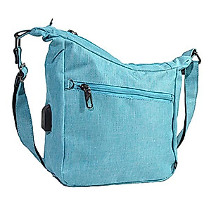 Nupouch Crossbody Anti-theft Bag Adjustable Strap USB Charging Port (Light Blue)