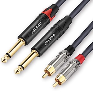 JOLGOO RCA to 1/4 Cable, Dual RCA to Dual 1/4 TS Stereo Interconnect Cable, 2 6.35mm Male TS to 2 RCA Male Stereo Audio Adapter Cable, 10 Feet