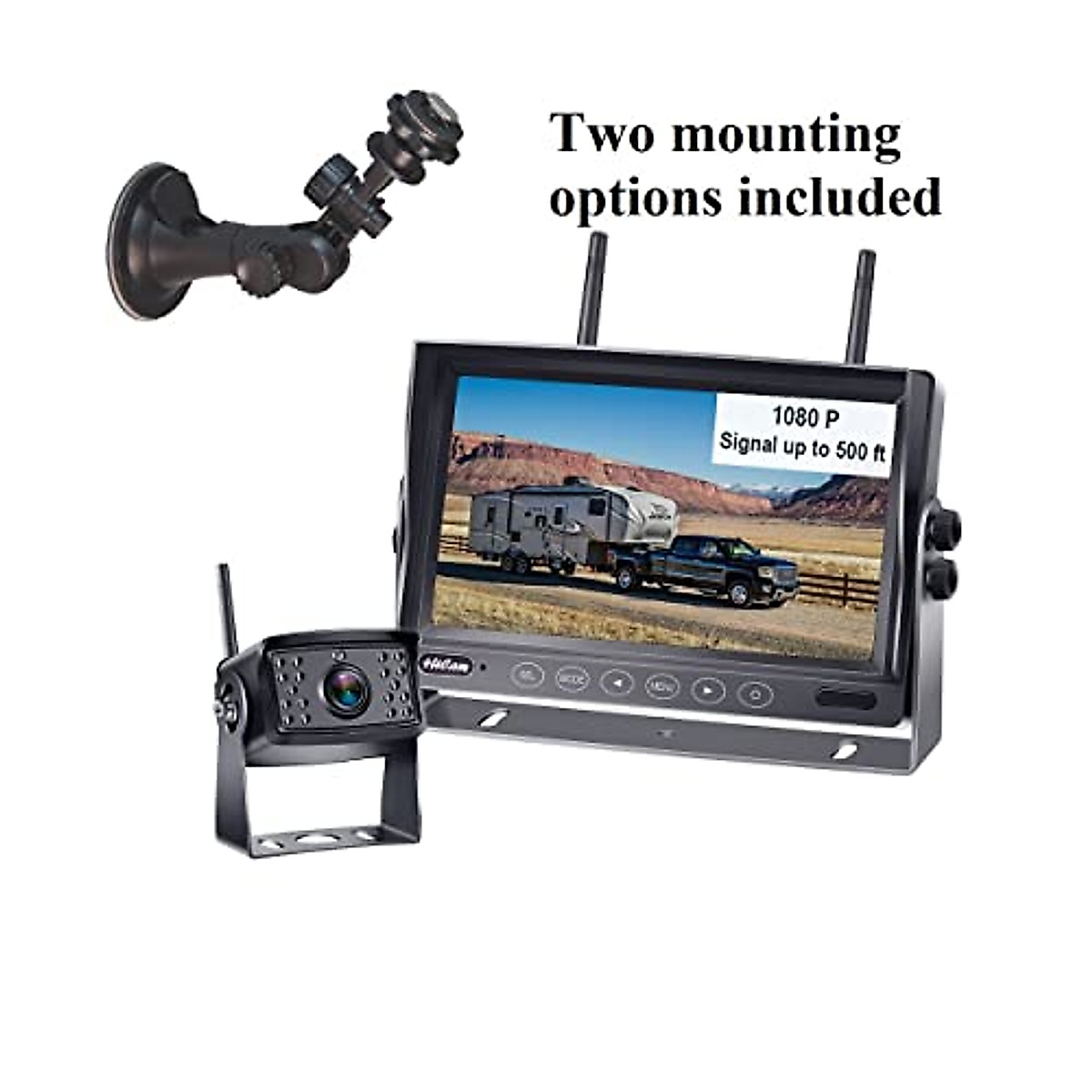 4Ucam HD 1080P Digital Wireless Backup Camera + 7" DVR Monitor Quad-View Compatible for Voyager Wisight Prewire RV, Trailer, 5th Wheels IR Night Vision