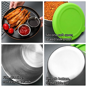 DREAM HORSE 9PCS Salad Dressing Container To Go, Airtight Leakproof Reusable Food Storage, Dipping Sauce Cups Set, Perfect for Snacks, Dips, and Meal Prep, Small Stainless Steel Dipping Sauce Cups