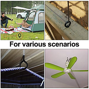 YGAOHF 5 Inch Eye Hooks Screw in Heavy Duty, 500 LBS Capacity, Large Stainless Steel Eye Hooks for Hanging, Black Eye Bolts for Indoor & Outdoor Heavy-Duty Applications