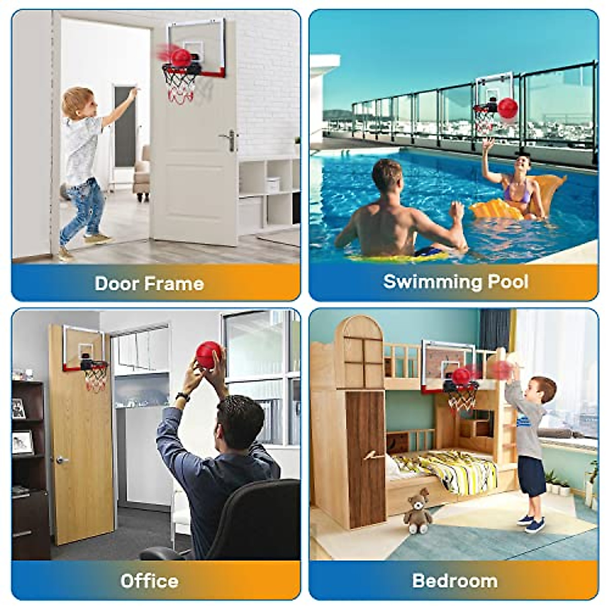 EagleStone Basketball Hoop Indoor for Kids, Over The Door Mini Basketball Hoop with Electronic Scoreboard, Room Basketball Hoop with 2 Balls and Sound, Basketball Toys for Toddler Boys Girls