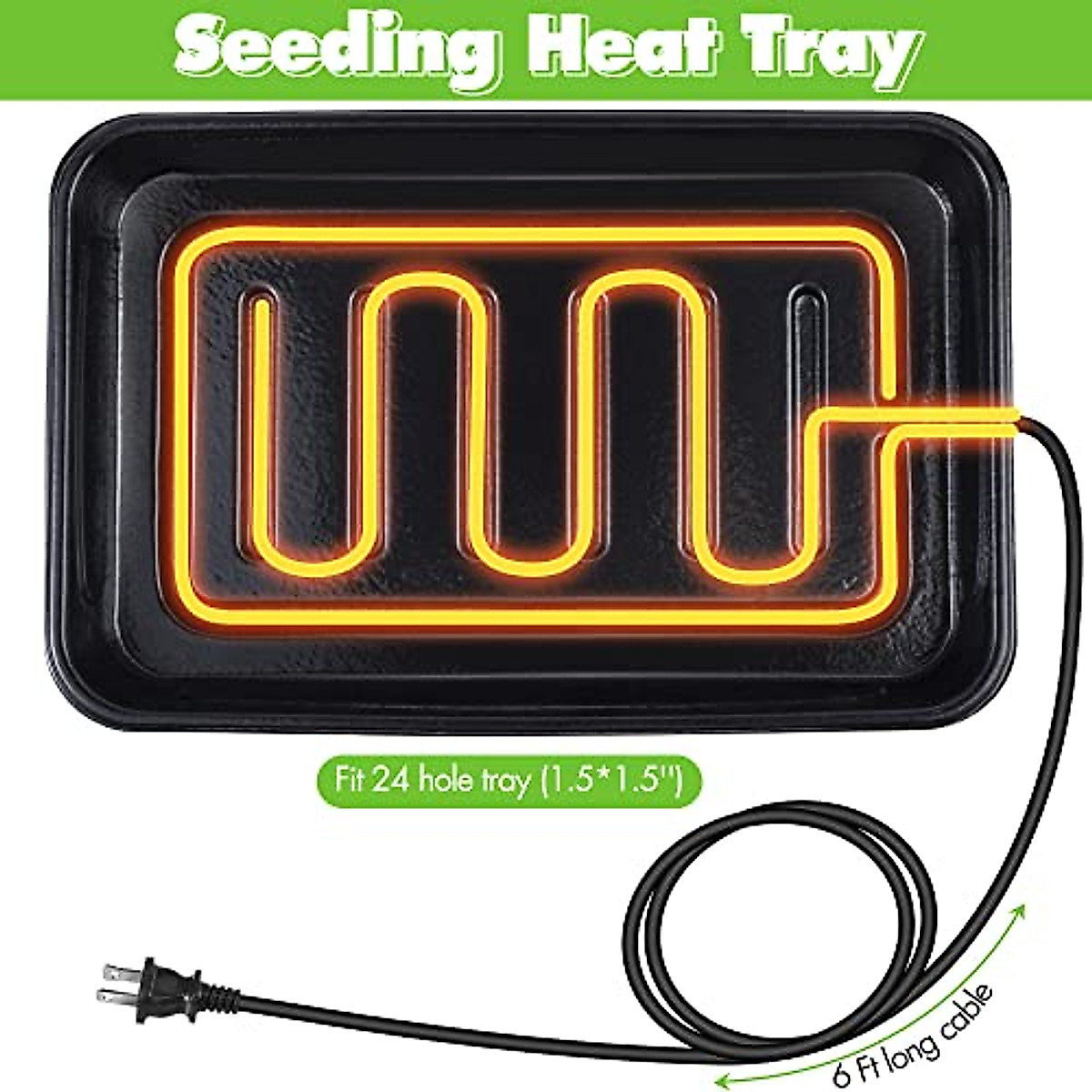 Seed Starter Tray with T8 Grow Light, Seedling Heat Tray Mini Greenhouse with 15'' Humidity Domes and Height Extension, Plant Sprouting Germination Propagation Kit Indoor Gardening Supplies