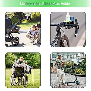 Universal Stroller Cup Holder with Phone Holder - 2-in-1 Fit for Uppababy Doona Nuna Jogger Graco Britax Bugaboo and More, Wheelchair Walker Bike Accessories, Gifts for Women Mom Men, Green