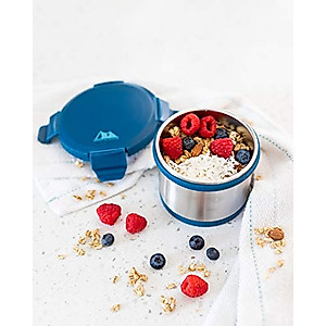 Arctic Zone Leak Proof Thermal Vacuum Insulated Food Jar Container with Safe & Easy 4 Lock Lid for Hot and Cold Food, 16oz Capacity - Blue