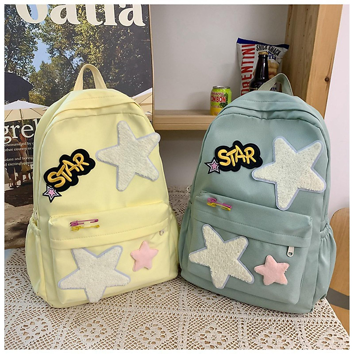 hunmui Y2k Backpack, Cute Kawaii Aesthetic Backpack for Women, Portable Daypacks for Travel (Black)