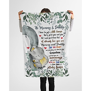 Personalized Blanket for Mommy from Baby Bump I Already Love You Yellow Elephant Custom Name Gifts for New Mother Fleece Sherpa Blanket for Autumn Fall Thanksgiving Birthday Christmas, Multi Color