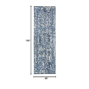nuLOOM Odell Faded Vintage Runner Rug, 2' 6" x 10', Light Blue