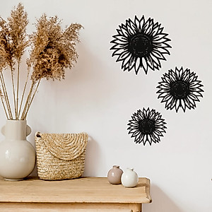 Sunflower Wall Decors Set of 3 Wood Room Wall Decor Rustic Sunflowers Petal Sign Hanging Wall Art Bedroom Bathroom Living Room Wall Decors Geometric Sculpture for Home Garden Outdoor 6 8 12 Inches