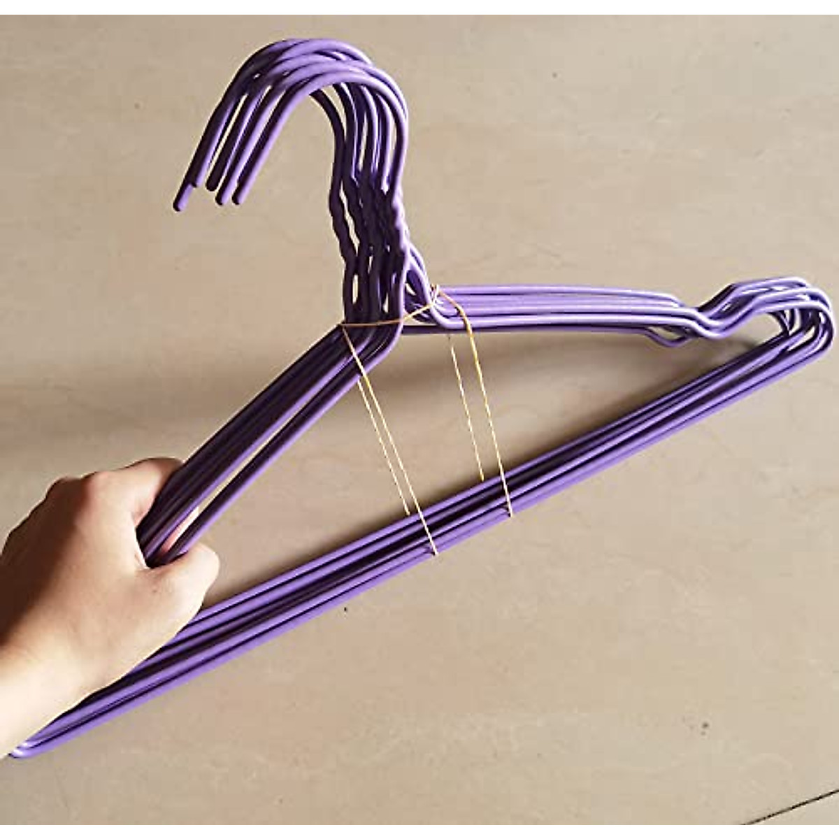 Decohomeforu 10 Pack Purple Wire Clothes Hangers, Heavy Duty Durable Coat Hangers, Lightweight Slim Space Saving Laundry Hangers, Non Slip Wardrobe Clothing Hangers, Suit Shirt Dress Trouser Hangers