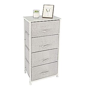 4-Drawer Storage Organizer Unit Dresser Storage Tower with Metal Frame for Clothing, Sweaters, Jeans, Blankets - White
