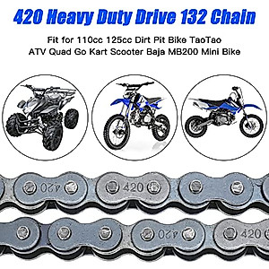 YOXUFA 420 Drive Roller Chain 132 Links Breaker Heavy Duty for 50 70 90 110 125cc SSR TaoTao Coolster Apollo Baja Kazuma Chinese ATV 4 Wheeler Quad Pit Dirt Bike 150 212cc Go Kart Cart Mini Bike Parts