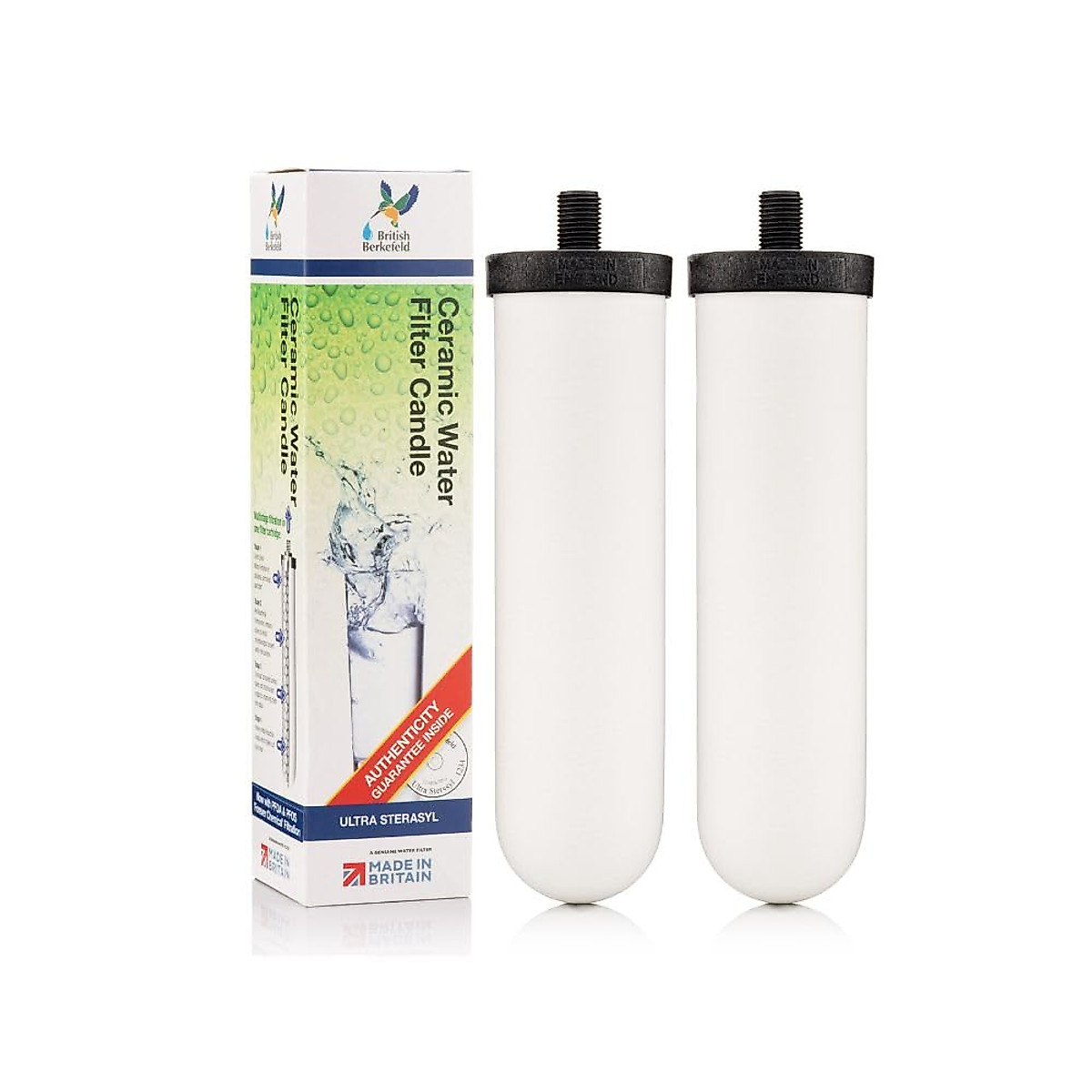 British Berkefeld Doulton ¦ W9121226 ¦ 7" Ultra Sterasyl ¦ Authentic Gravity Drinking Water Ceramic Replacement Candle Element Filter ¦ 8674 ¦ White ¦ (2 Pack) [Energy Class A+]