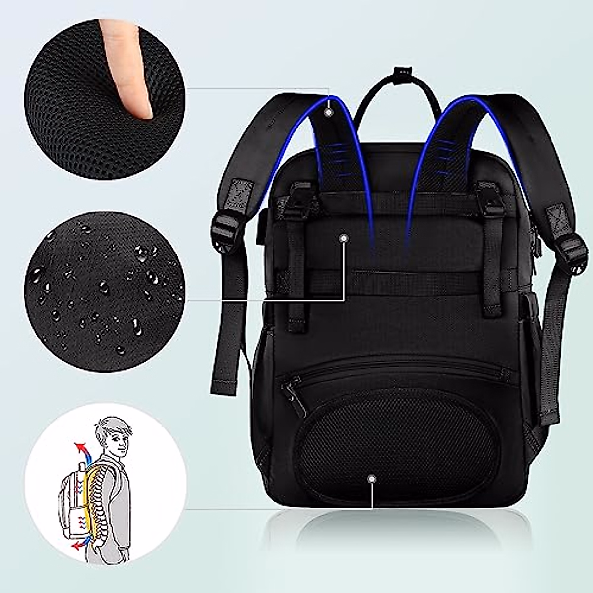 Mancro Diaper Bag Backpack for Men, Dad Diaper Bag for baby with multi-compartment, Waterproof Baby Travel Bag for working dads with Insulated Pockets, USB Charging Port, Stroller Straps, Black