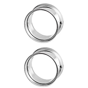 Forbidden Body Jewelry Set of 13/16 Inch Surgical Steel Ear Gauges, 20mm Double Flared Saddle Tunnel Plug Earrings