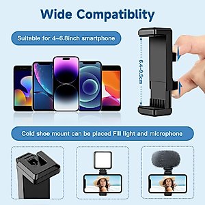 Phone Tripod Stand, 85" Tall Cellphone Tripod with Gooseneck Remote, Flexible Tripod Stand for iphone, Portable Phone Stand Tripod for Recording, Compatible with iPhone 14 13 12 pro Android Cell phone