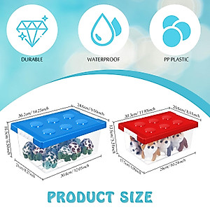 Tanlade 2 Pieces Plastic Organizer Box Clear Stackable Toy Organizer Bins with Lid, Large and Small Brick Shaped Storage Containers Toy Chest for Building Brick Small Dolls Toys Kids (Blue, Red)