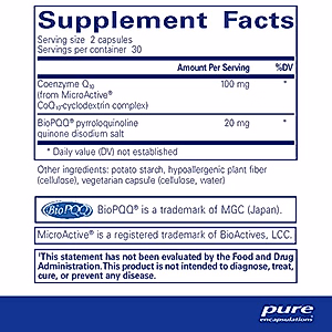 Pure Encapsulations SR-CoQ10 with PQQ | Supplement to Support Antioxidants, Cognitive, Mitochondrial, and Cardiovascular Health* | 60 Capsules