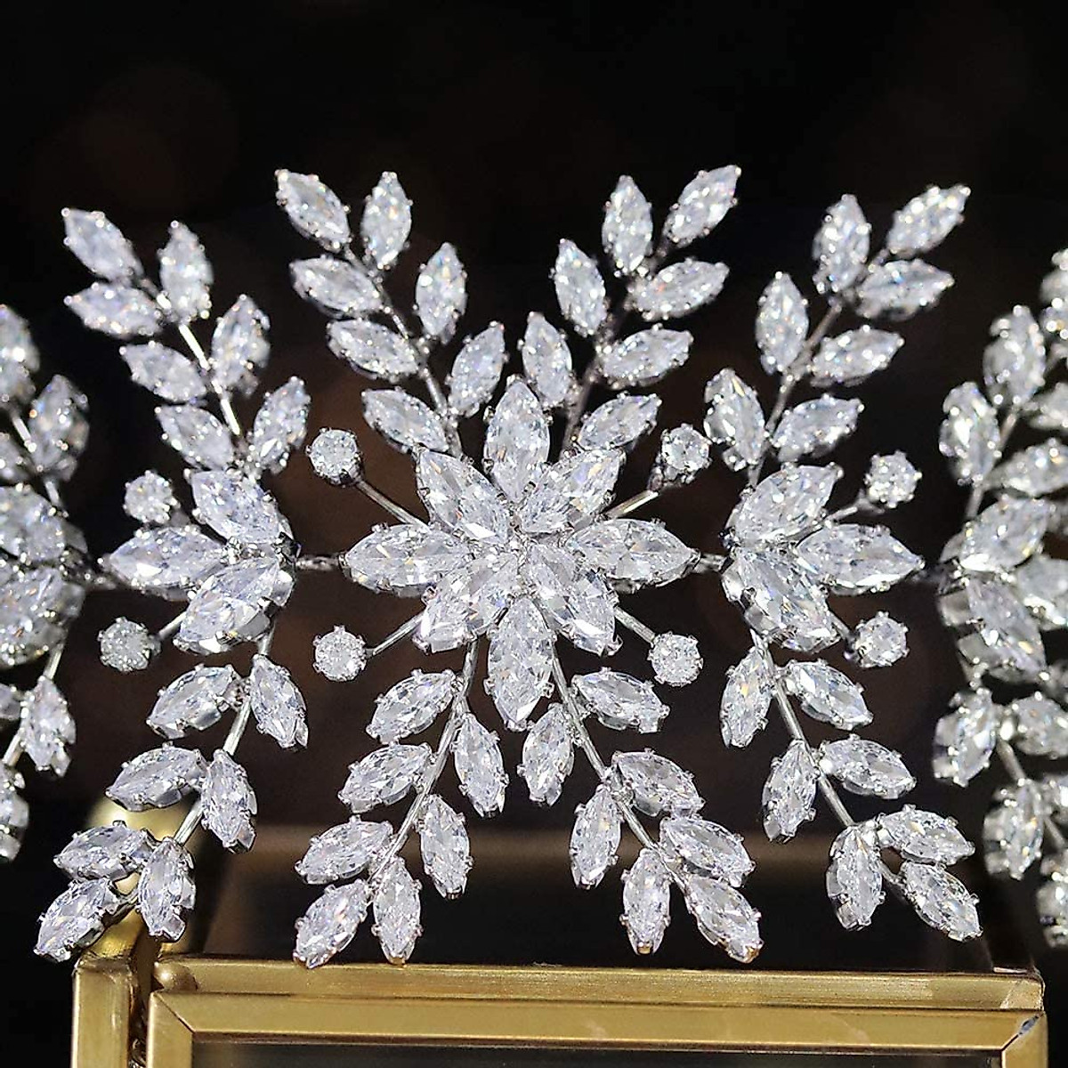 Aoligrace Cubic Zirconia Soft Wedding Headbands for Bride CZ Random Bend Hairbands Quinceanera Tiaras Pageant Gifts for Women