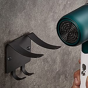 YUSINNKY Hair Dryer Holder Wall Mounted, SUS304 Stainless Steel Blow Dryer Holder,Space Saver Hair Product Organizer for Bathroom or Bedroom,1 Pack, Black