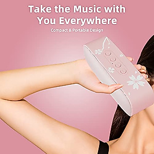 Mytrix Sakura Pink Cherry Blossom Bluetooth Speaker, Portable Wireless Speaker with Bluetooth 5.0, Dual Pairing, Outdoor Speakers with HD Sound and Bass for Home, Party, and Travel