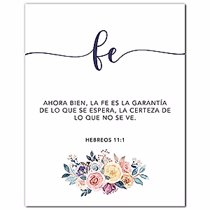 Fe Esperanza Amor Wall Decor - Cuadros Cristianos Para Pared en Español - Christian Wall Decor In Spanish - Set of 3 Prints - 8x10 - Unframed