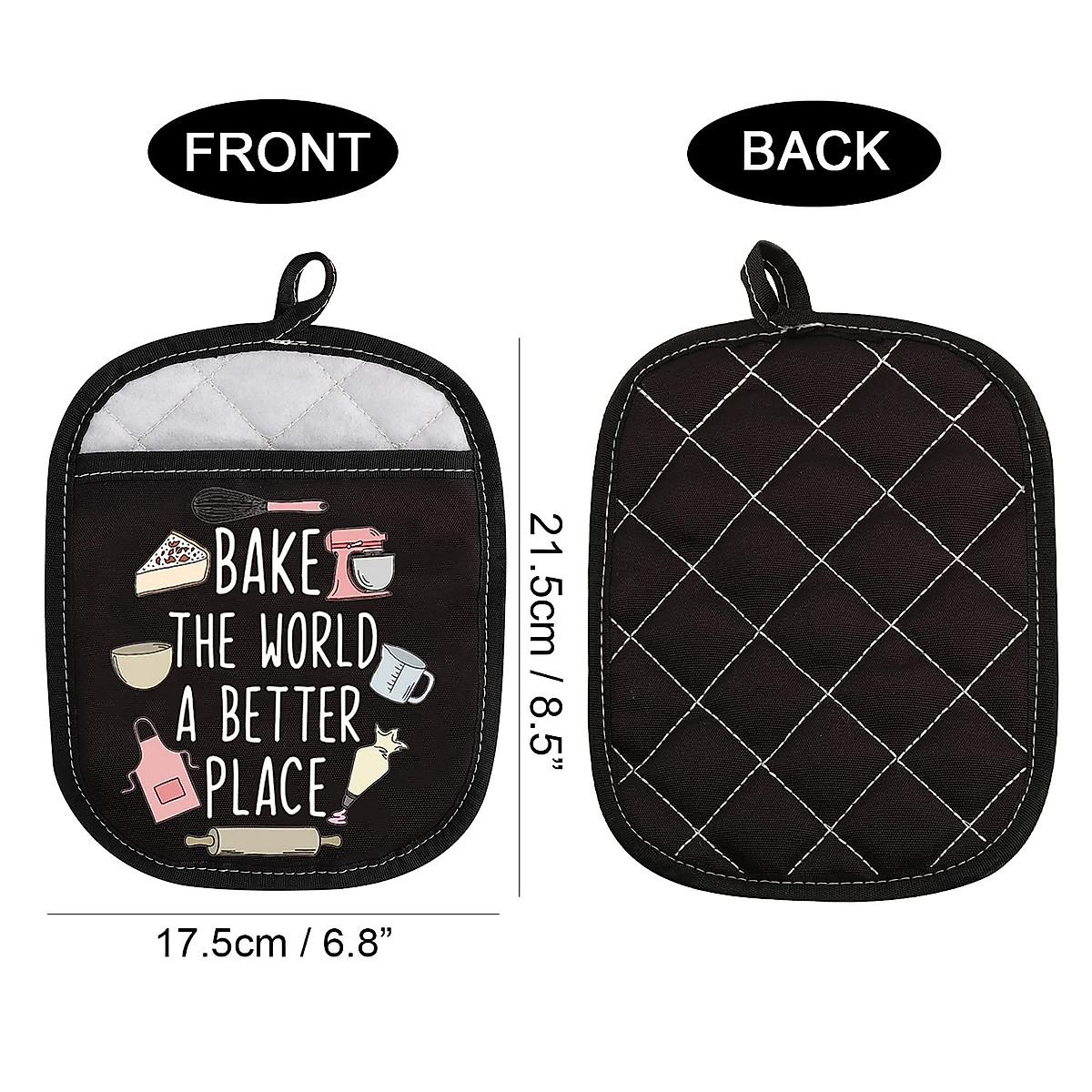 ZJXHPO Baking Gift Oven Pads Pot Holder Bake The World A Better Place,Cooking Gift (Better Place)