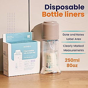 MOTHER-K Disposable Baby Bottle Liner, Must-Have Baby Travel Essentials, BPA Free (8oz, 120pcs)