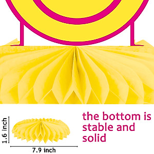 12pcs Smile Face Honeycomb Centerpieces Preppy Birthday Party Decorations Preppy Smile Face Centerpiece Decoration for Preppy Theme Birthday Bachelorette Party Supplies